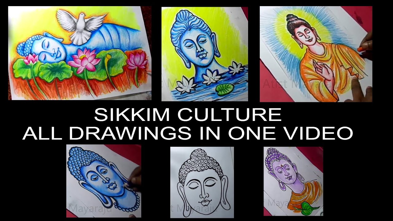 Sikkim drawing All in One Video / Sikkim culture drawing / Sikkim ki ...