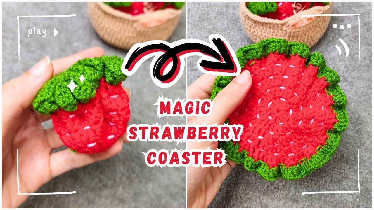 Learn To Crochet Magic Strawberry Coaster In 10 Minutes🍓Crochet ...