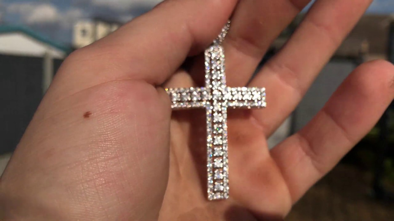Iced Out Cross Pendant - ICEY Jewelry - YouTube