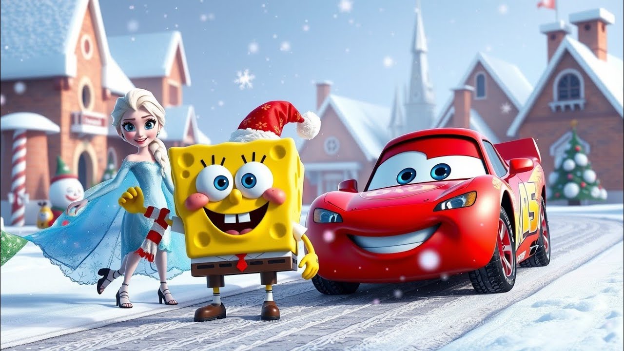Lightning McQueen, Elsa & SpongeBob Save the Christmas School Day ...