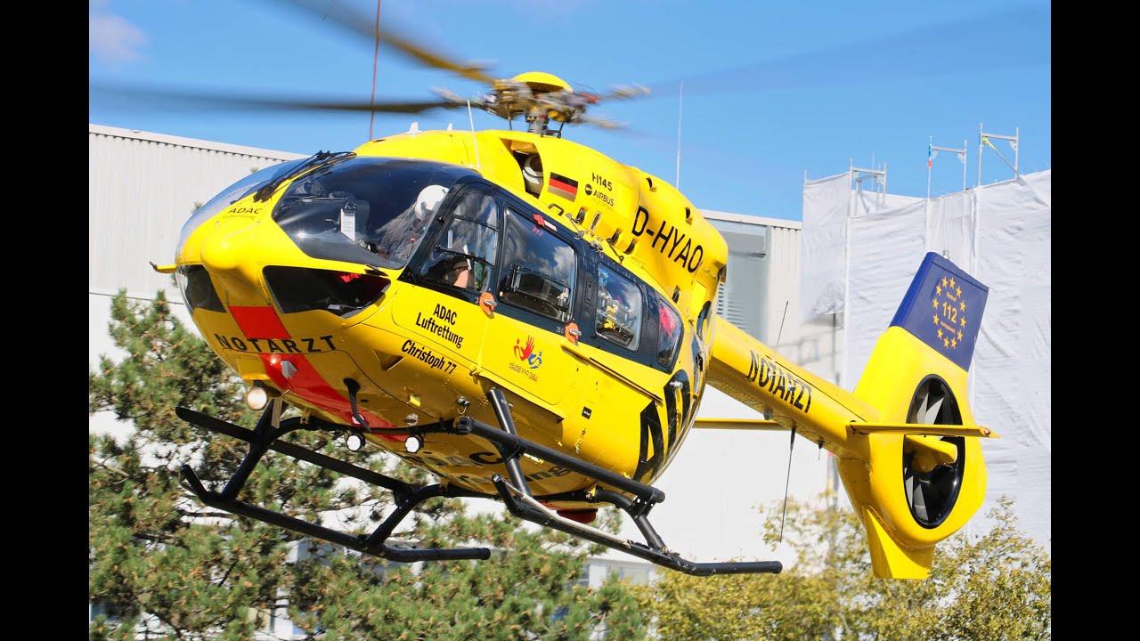RTH ADAC Rettungshubschrauber Christoph Hansa Hamburg Landeanflug UMG ...