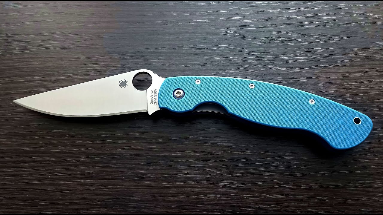 Spyderco Military CPM S90V. Bento Box "Smurf" Blue Exclusive. - YouTube
