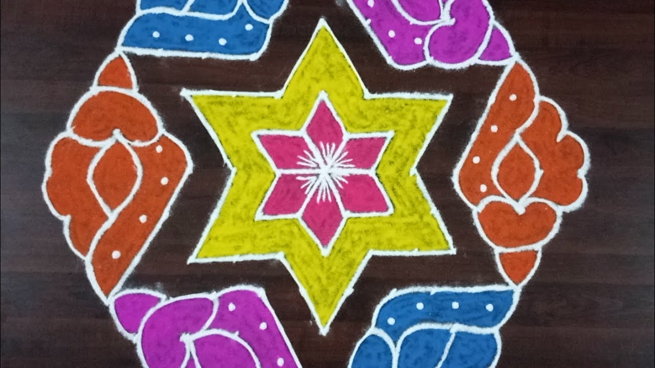 festival kolam unique shanku Rangoli designs muggu Kolam with dots 13×7 ...