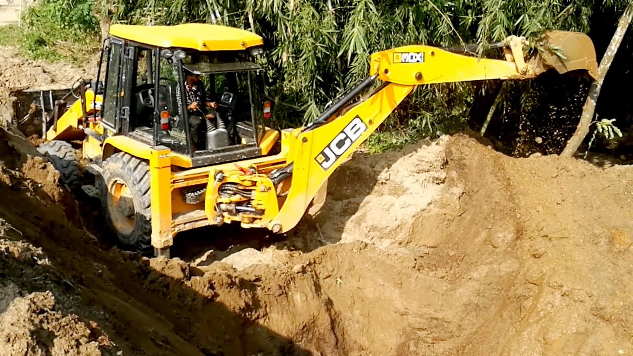 Pro JCB Oprator Making A Big Drain For Wall Construction-JCB 3Dx Eco ...