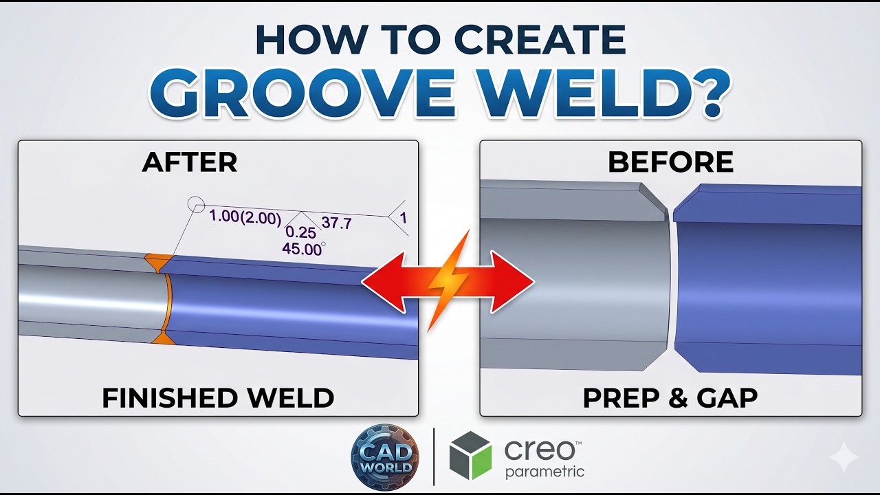 Creo Parametric | How to Create Groove Weld ? - YouTube