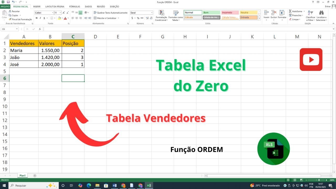 Como Criar Tabelas no Excel do Zero – Tabela Vendedores- Tabela 9 - Tutorial Zero Info - YouTube