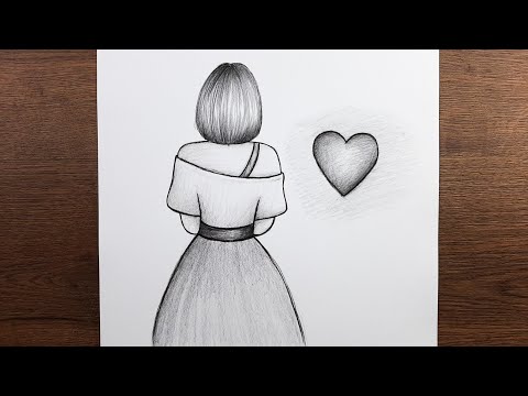 Arka taraftan güzel kız nasıl çizilir - Adım adım güzel bir kız çizimi - Yeni başlayanlar için