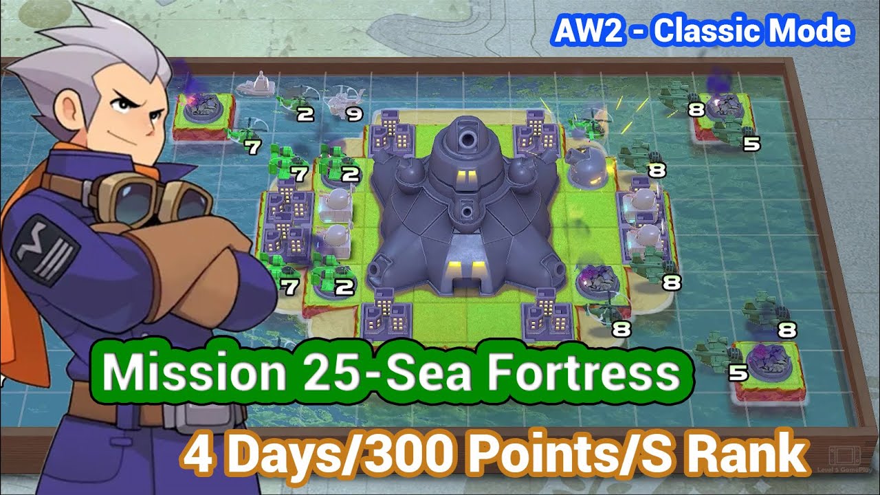 AW2 - Mission 25 - Sea Fortress Eagle - Classic Campaign | Advance War ...