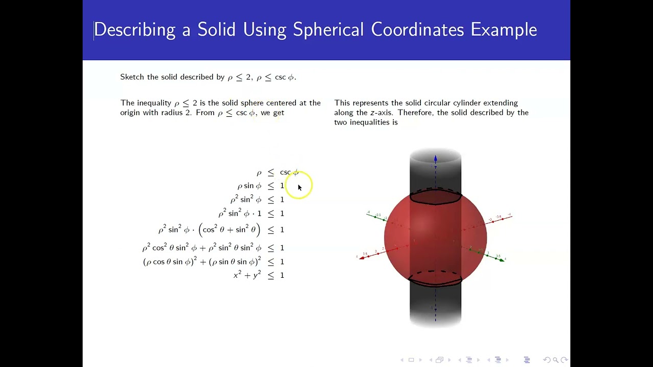 Describing a Solid Using Spherical Coordinates Example - YouTube
