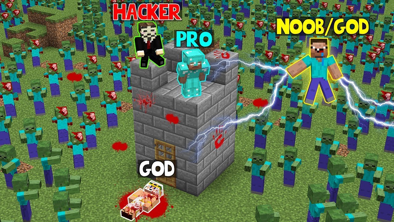 Minecraft Battle: ZOMBIE APOCALYPSE CHALLENGE! NOOB vs PRO vs HACKER vs GOD in Minecraft ...