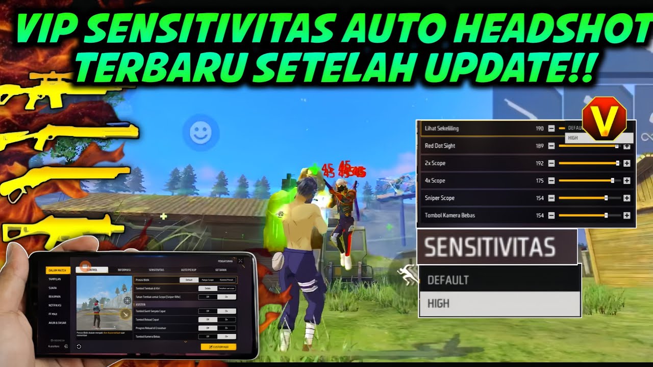 100% AUTO HEADSHOT SEMUA HP ⚙️📲 CARA SETTING SENSITIVITAS FF AUTO HEADSHOT & SET ANDRO + DPI ...