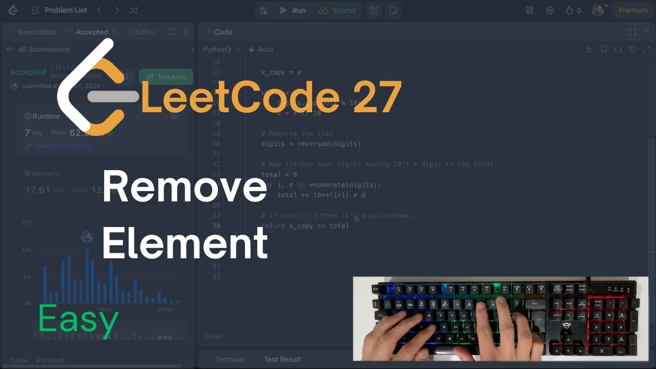 Leetcode Remove Elements Solved No Talking Asmr Coding Youtube 5190