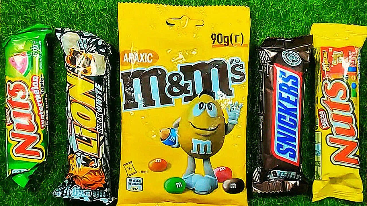 Satisfying video Asmr m&m's, Lion, Nuts, Snickers and Nuts Candy ...