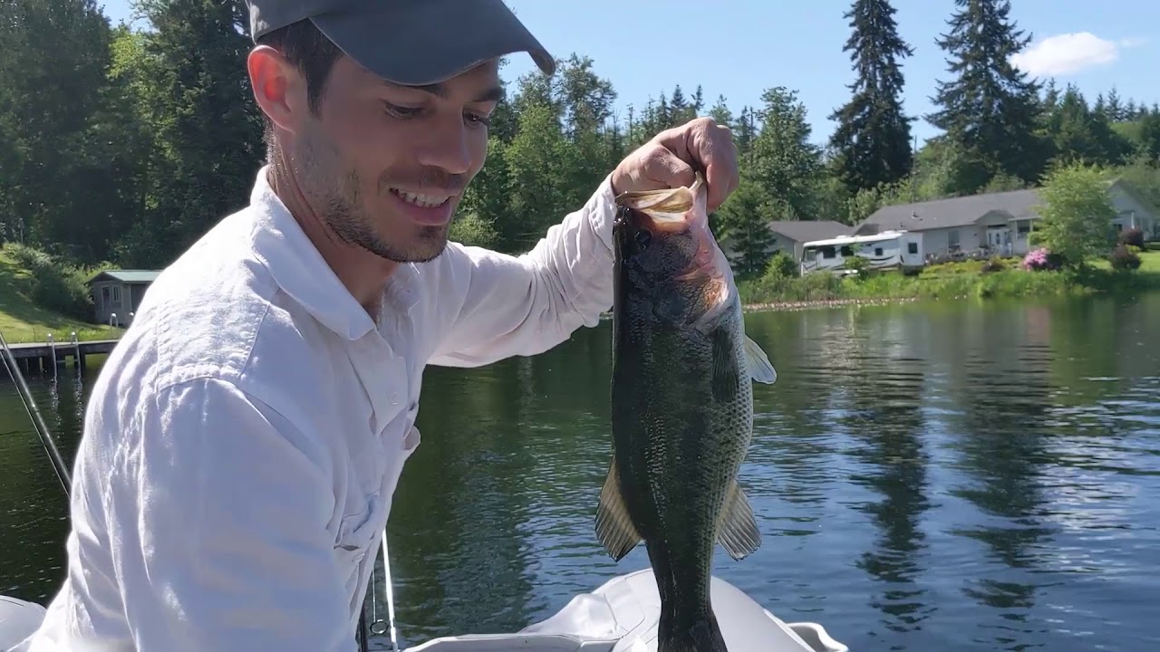 Catching a 6LB largemouth bass in Washington State!! - YouTube