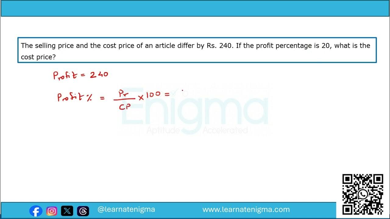 Profit and Loss - Find CP / SP if Profit % / Loss % given - YouTube