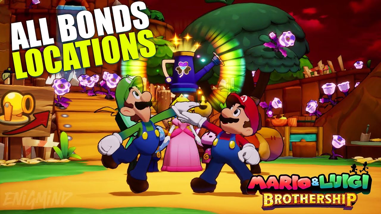 Mario & Luigi Brothership - All Bond Power Locations (How to collect ...