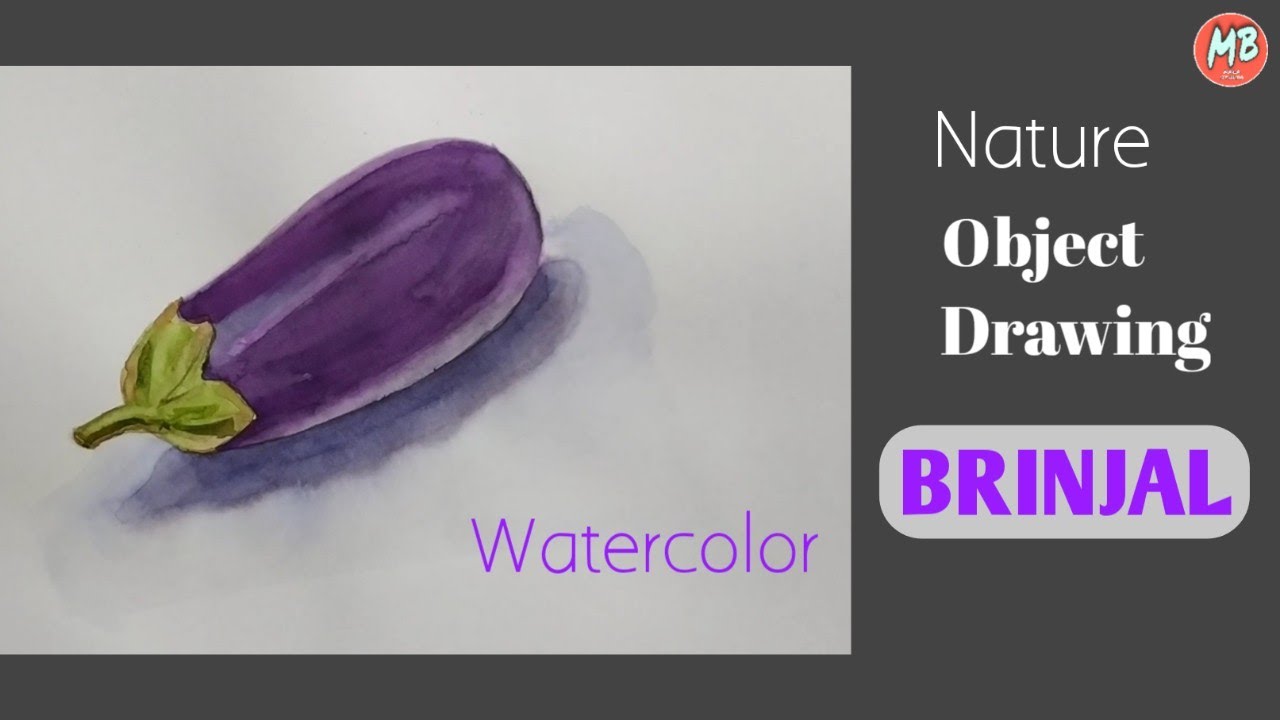 Nature Object Drawing ( Brinjal) / Brinjal Painting In Watercolor - YouTube