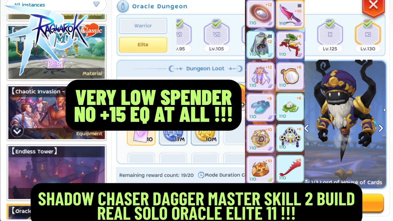 REAL SOLO ORACLE ELITE 11 - SHADOW CHASER DAGGER MS2 BUILD | RAGNAROK M ...
