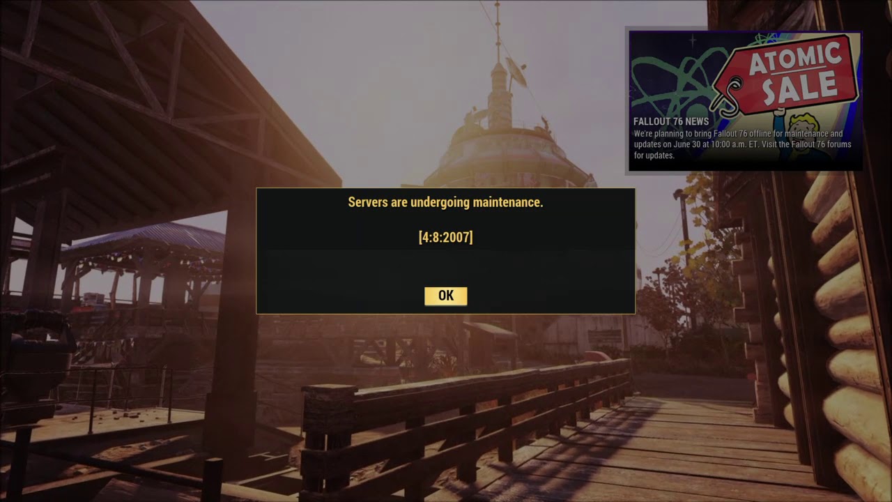 Servers are undergoing maintenance [4:8:2007] Fallout 76 Version 1.40 ...