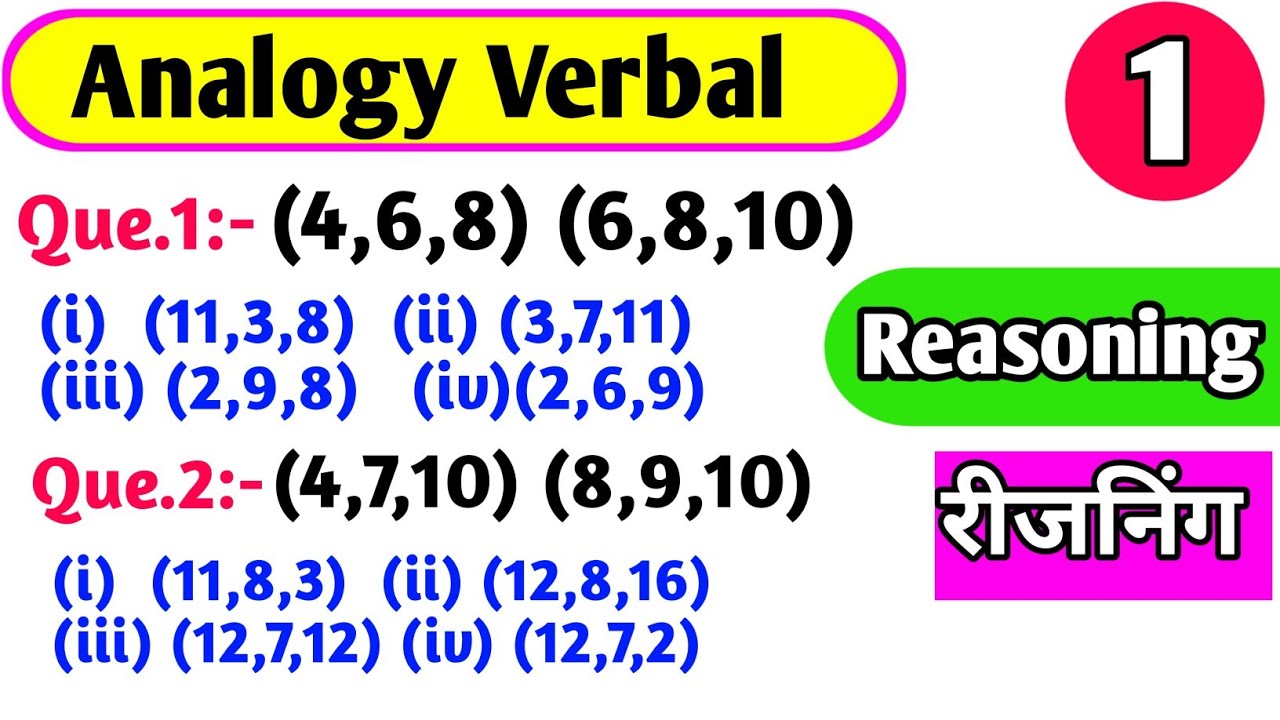 Reasoning - Analogy Verbal | Verbal Reasoning for all exams | SSC ...