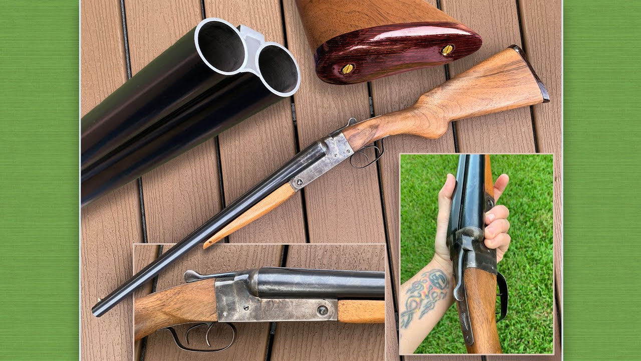 Custom Double Barrel Coach Gun - 100 year-old Stevens 335 - YouTube