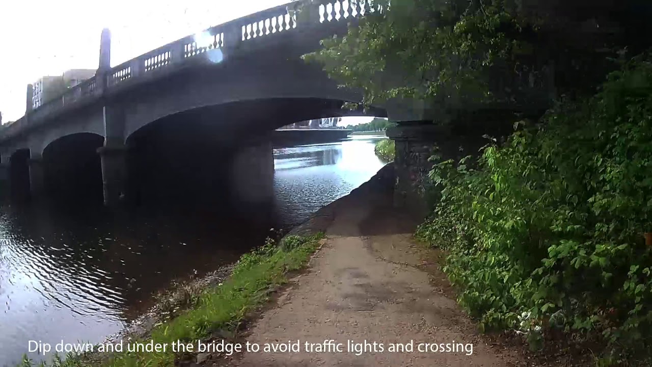 Cycle trip along Taff Trail to Cardiff Bay - double speed - YouTube