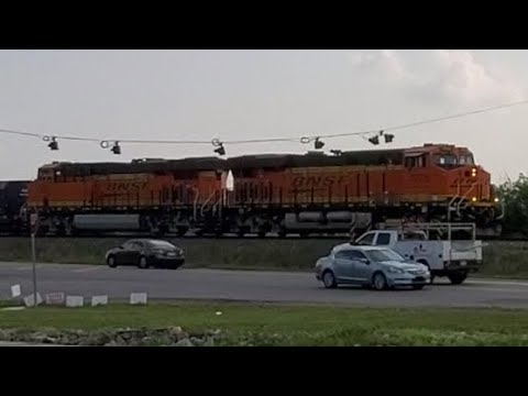 BNSF #7075 and #7084 lead WB CSXLAI with an autorack through Brousaard at 3:15ish on Thu, Mar 9 ...