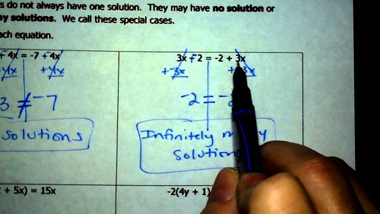 PA Lesson 10A.3: Solving Equations Special Cases - YouTube