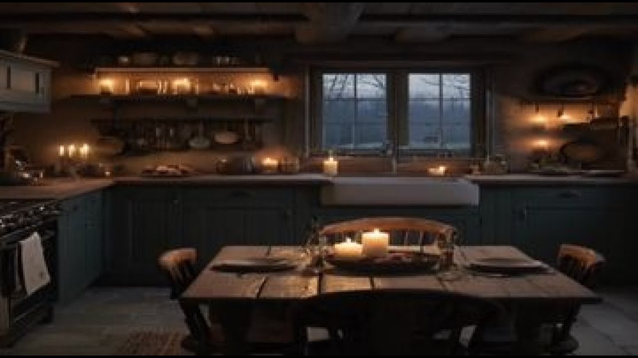 Cozy Candlelit Kitchen | Rain on the Window with Relaxing Ambience (4 ...