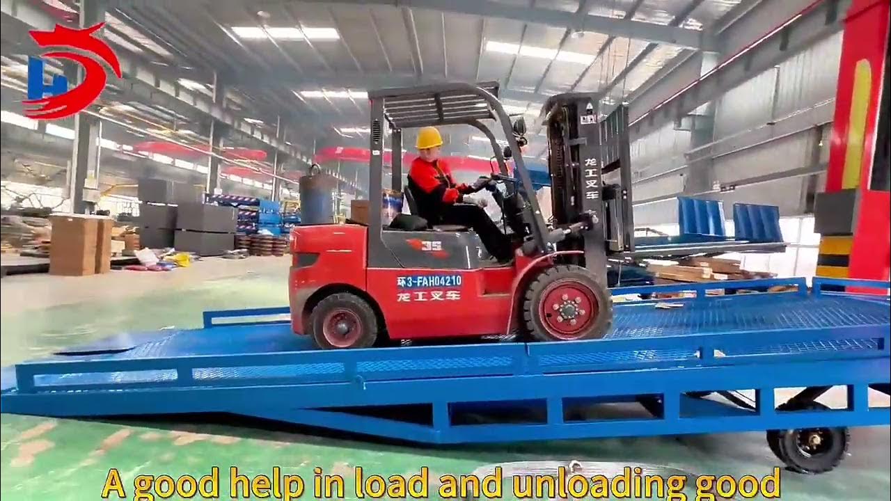 Container loading and unloading platform, a good helper for auxiliary forklift - YouTube