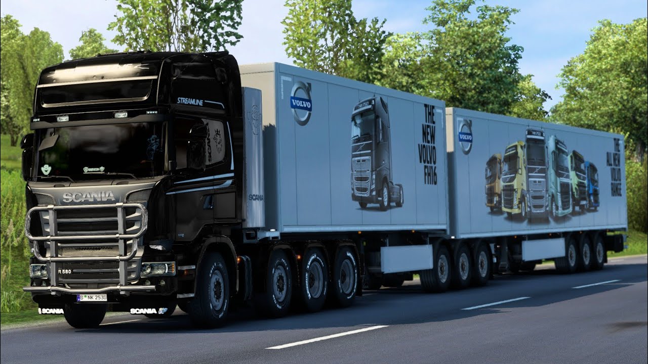 Scania R570 V8 Open Pipe Exhaust | Rainy Weather Driving | ETS2 1.44 ...