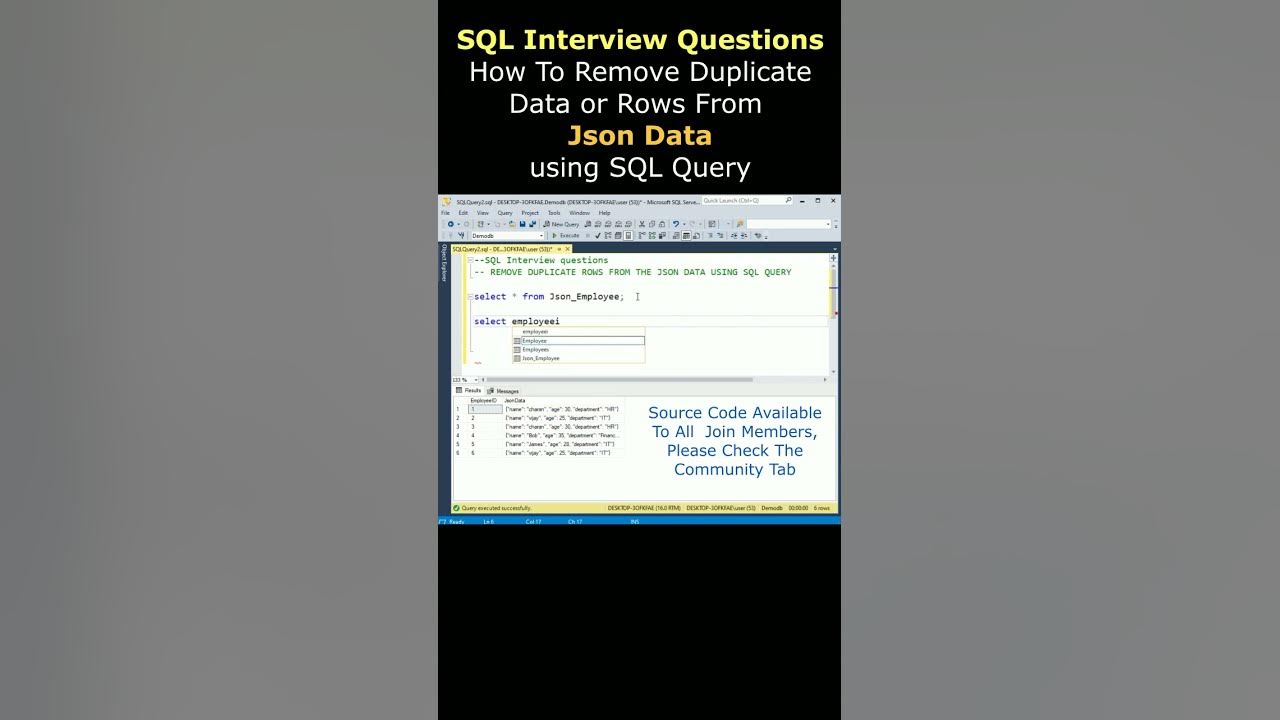 Sql Complex Interview Questions Remove Duplicate Rows From Json Data Sqlinterviewquestions
