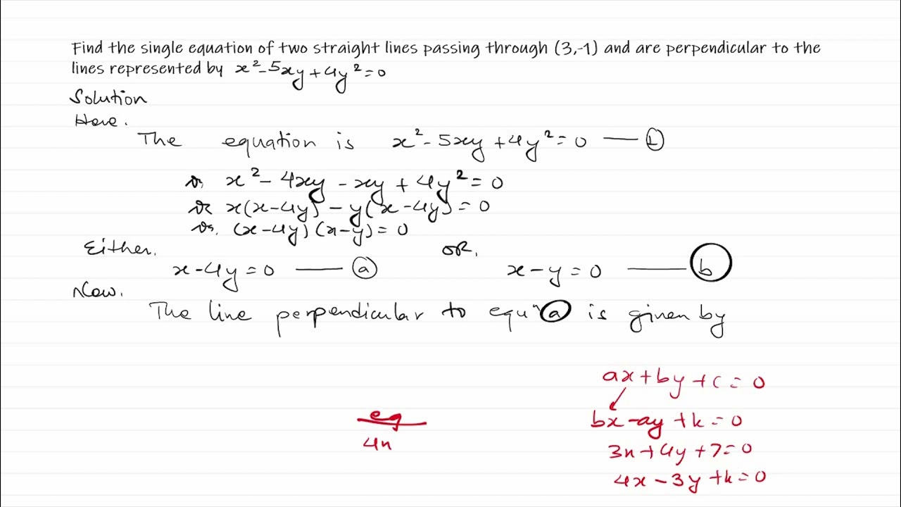 Co-ordinate Geometry | Single equation | Pair of straight lines - YouTube