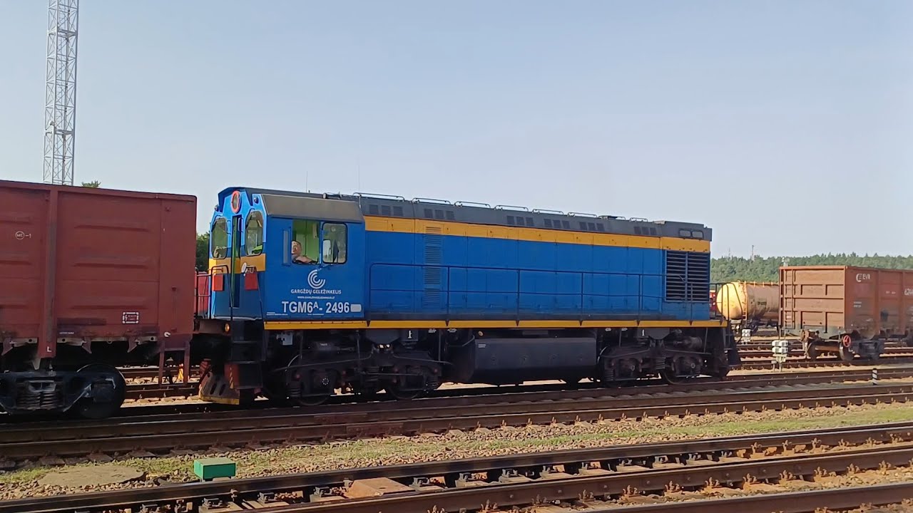 GG RAIL TGM6A-2496 with freight wagons making an awesome sound - YouTube