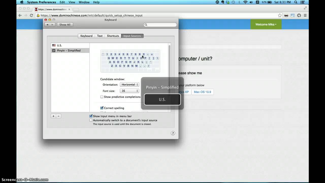 Chinese pinyin input with Mac OS 10.9 - YouTube