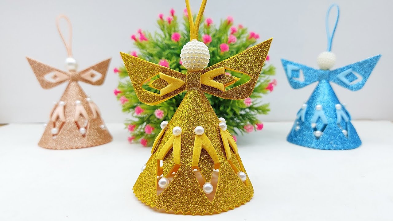 DIY: How to Make Christmas Angel For Decorations | Glitter Foam Sheets ...