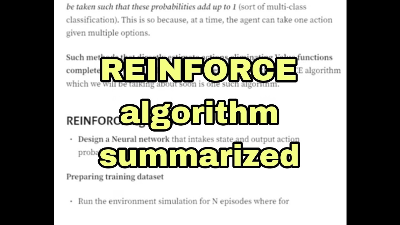Reinforce Algorithm Explained In Reinforcement Learning Youtube 3077