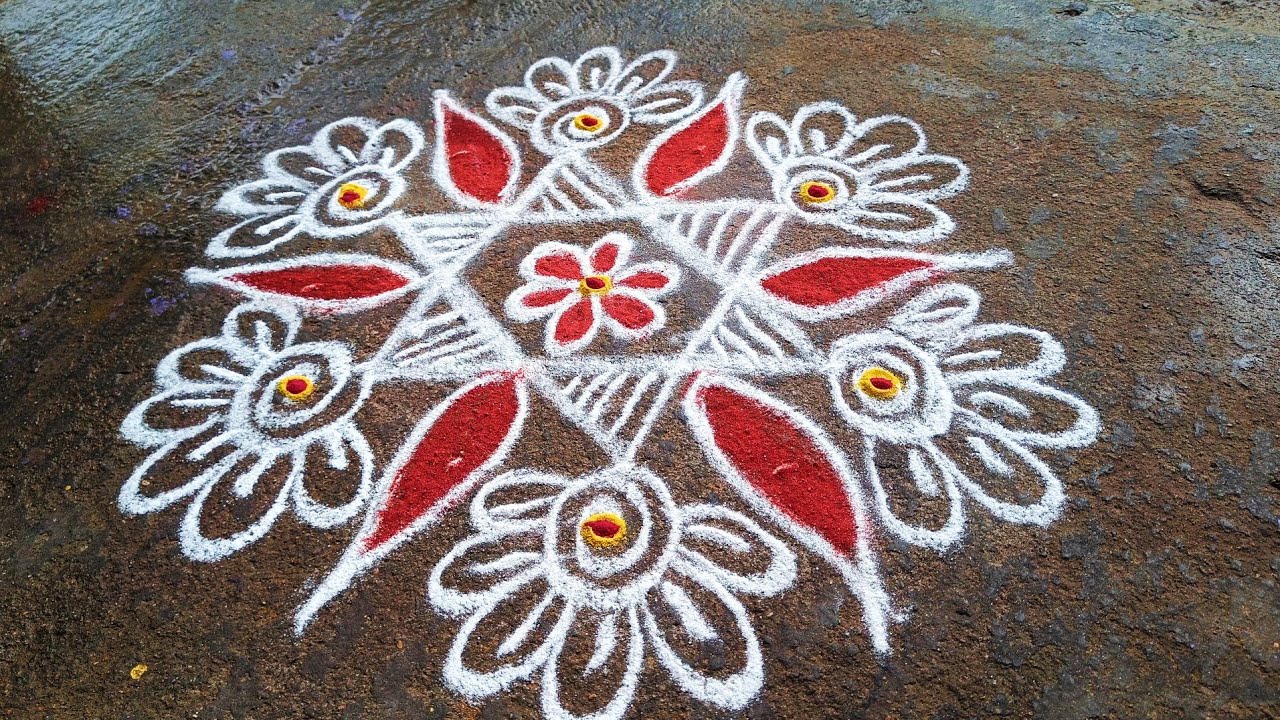 simple Friday rangoli/Friday muggulu/Friday kolam/simple kolam/easy ...