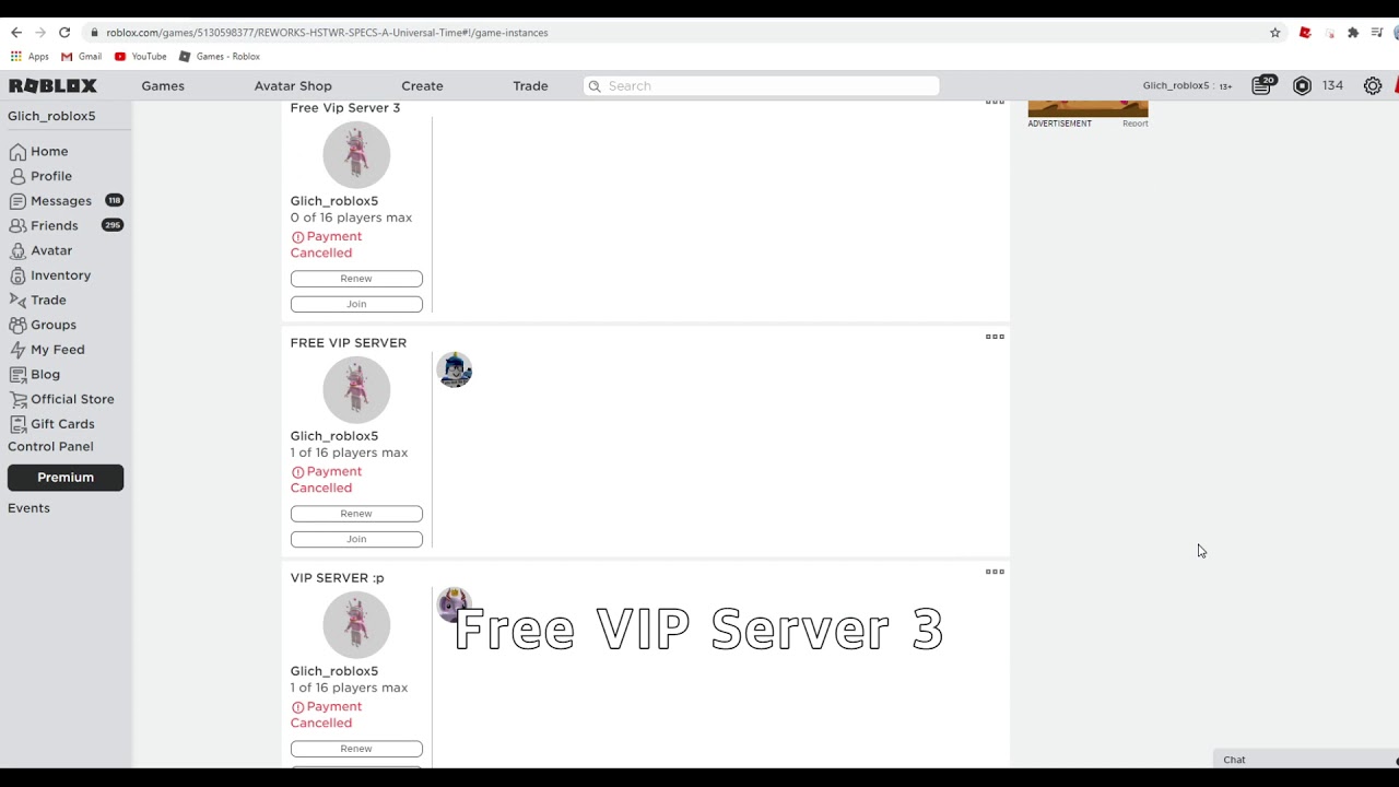 Roblox A Universal Time Free VIP Server 3 - YouTube
