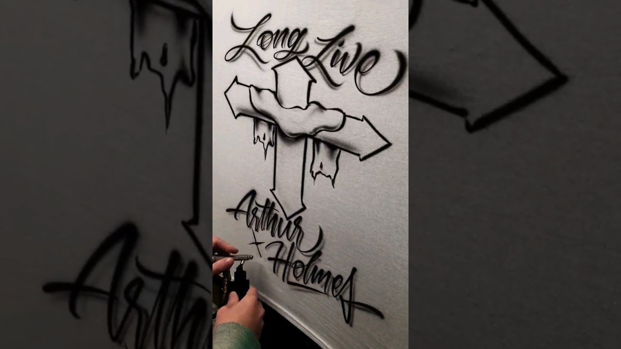 Super quick cross design ️ painted with #airbrush - YouTube