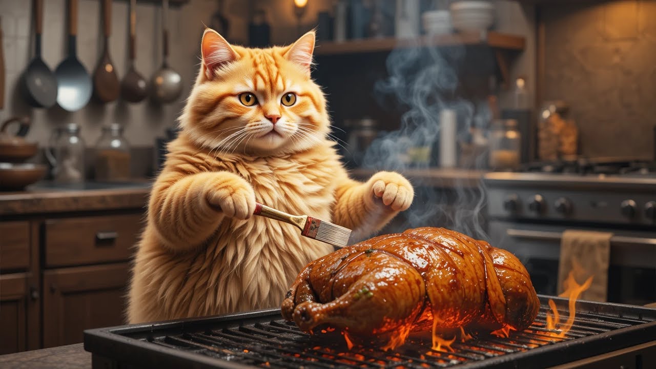 Chubby Cat Chef I How to make grilled chicken to eat with panda I ...