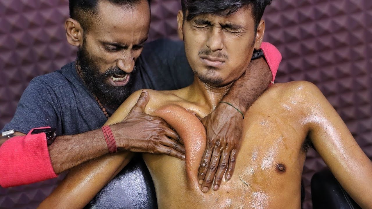 Full Body Oil Massage & Crunchy Cracks | Chest & Belly Massage | Back ...