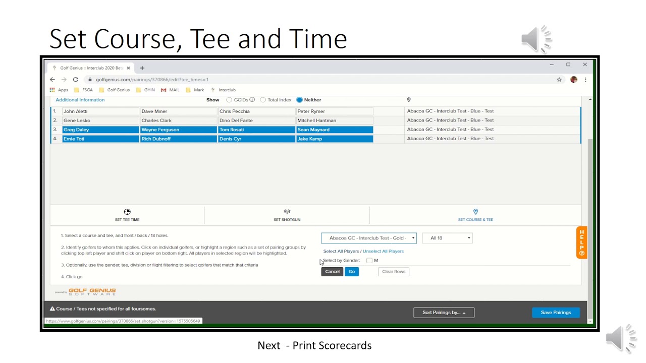 Set Course and Tee - YouTube