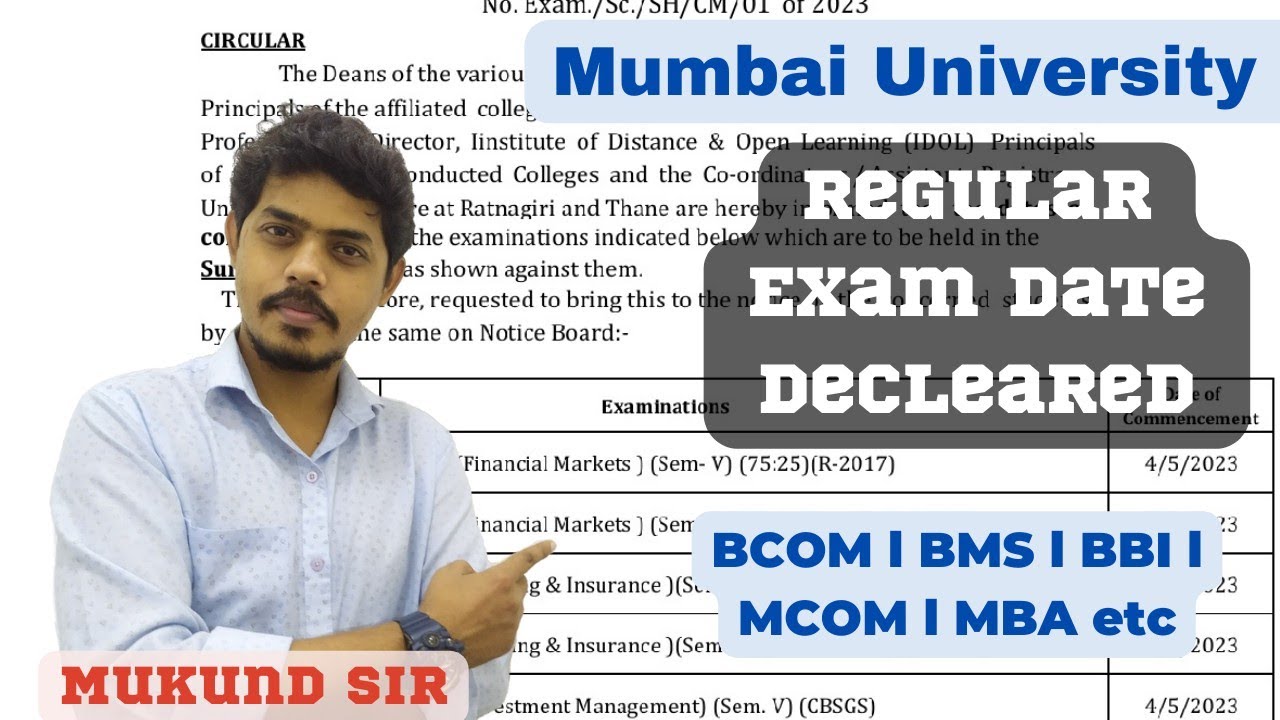 Mumbai University Announced Regular Exam Schedule Date l BCOM l BMS l ...