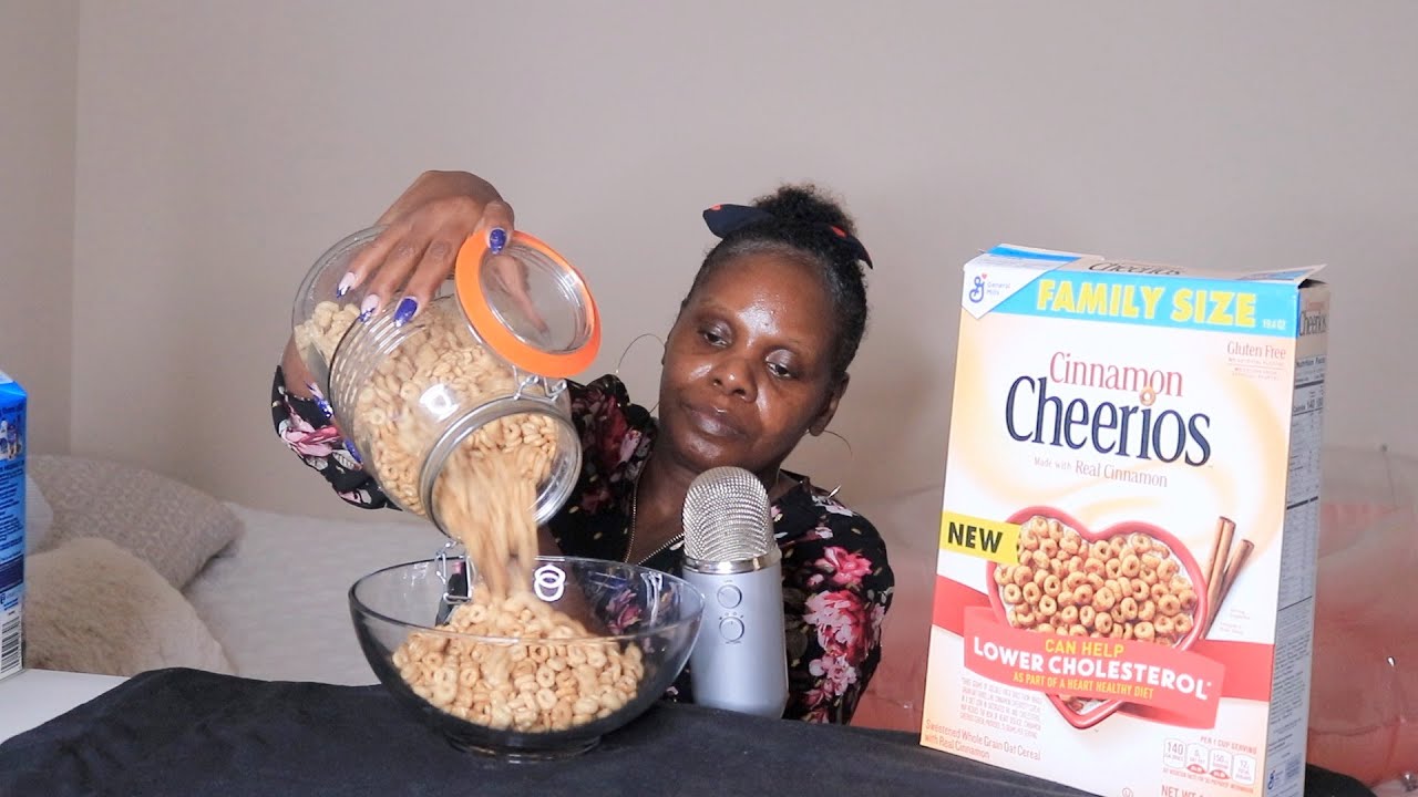CINNAMON CHEERIOS ASMR EATING SOUNDS - YouTube