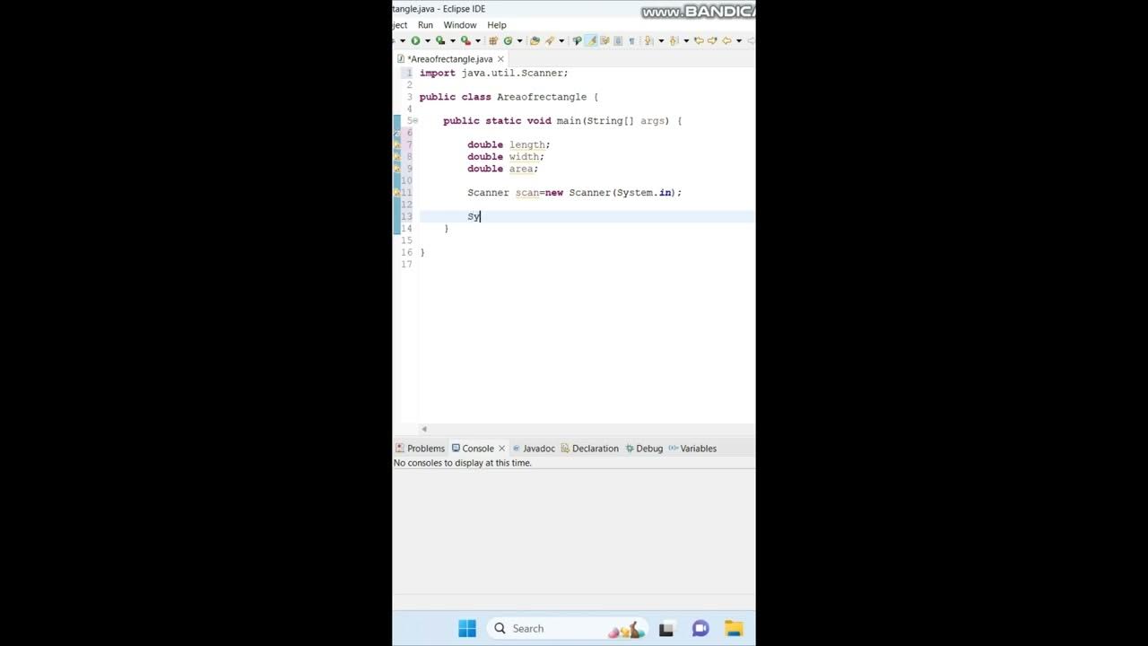 Area of rectangle using java - YouTube