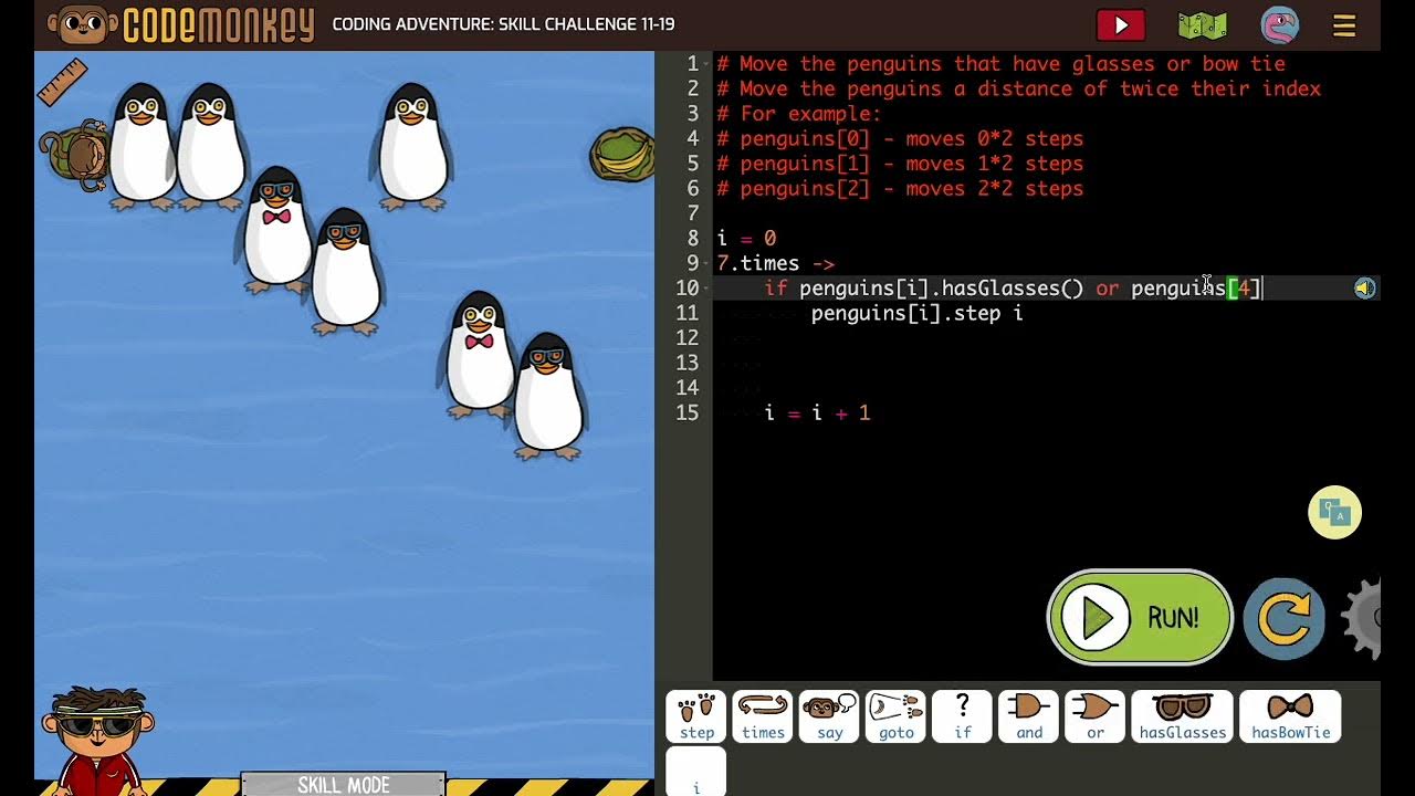 CodeMonkey Skill Mode 11-19 - YouTube