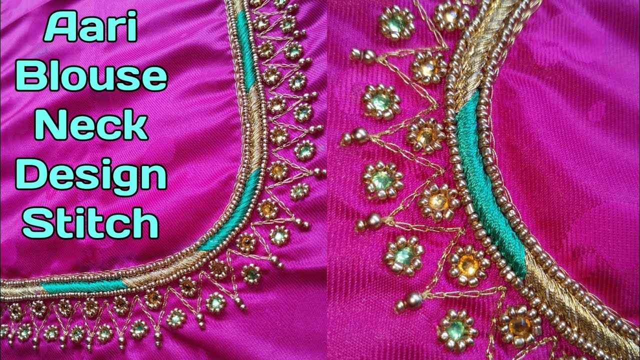 Aari Work Blouse Neck Design Stitch In Tamil | Shobika Aari Work Class ...