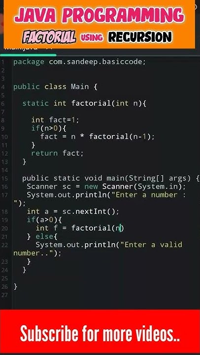 Factorial Program In Java Java Tutorial For Beginners Shorts Basiccode Javaforbeginners 