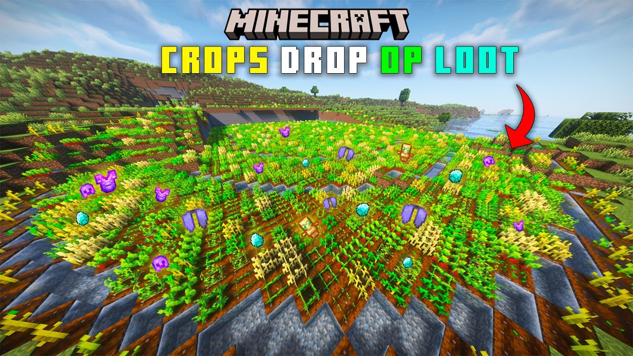 Minecraft, But Crops Drop INSANELY OP Loot! - YouTube
